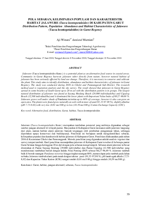 (PDF) POLA SEBARAN, KELIMPAHAN POPULASI DAN KARAKTERISTIK HABITAT ...