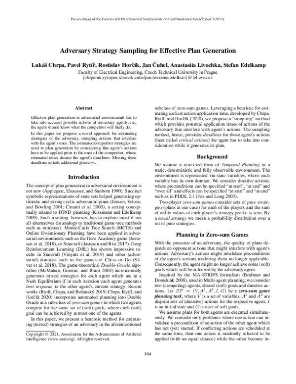 (PDF) Adversary Strategy Sampling for Effective Plan Generation