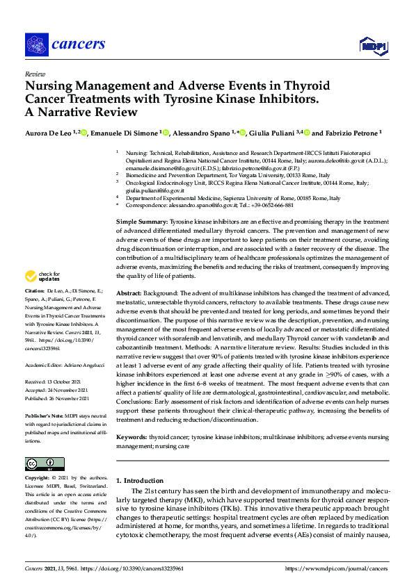 (PDF) Nursing Management and Adverse Events in Thyroid Cancer ...