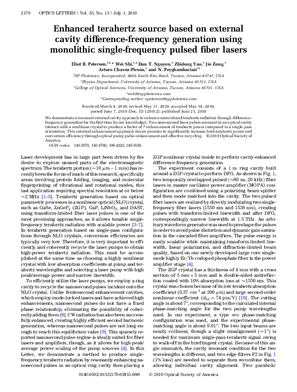 (PDF) Enhanced terahertz source based on external cavity difference-frequency generation using ...