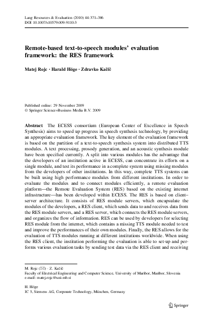 (PDF) Remote-based text-to-speech modules’ evaluation framework: the ...