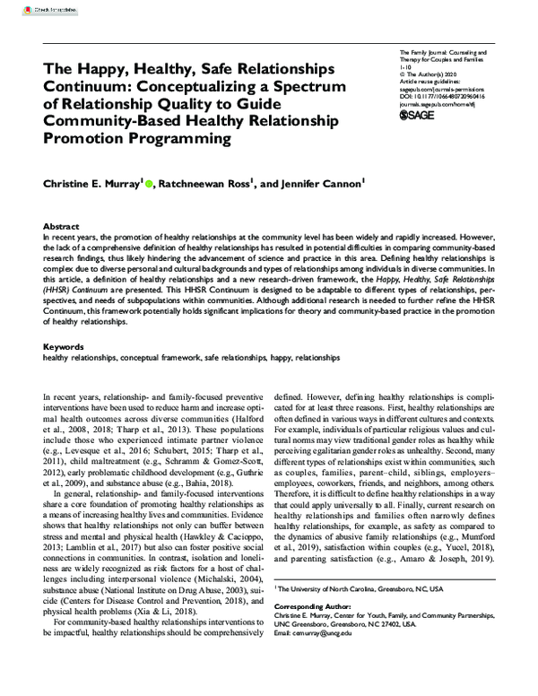 (PDF) The Happy, Healthy, Safe Relationships Continuum: Conceptualizing ...
