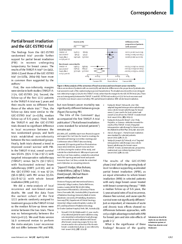 (PDF) Partial breast irradiation and the GEC-ESTRO trial