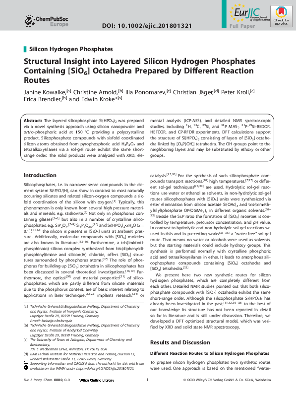 (PDF) Structural Insight into Layered Silicon Hydrogen Phosphates ...