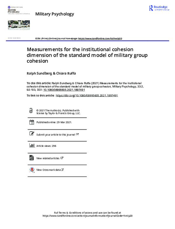 (PDF) Measurements for the institutional cohesion dimension of the ...