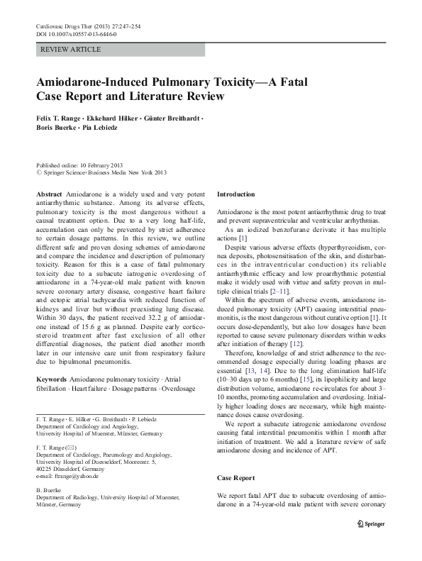 (PDF) Amiodarone-Induced Pulmonary Toxicity—A Fatal Case Report and ...