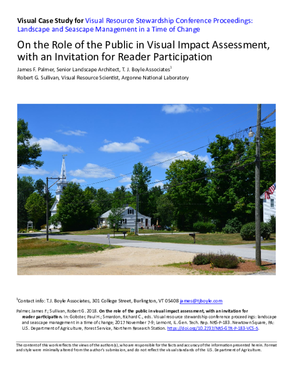 (PDF) On the Role of the Public in Visual Impact Assessment, With an ...