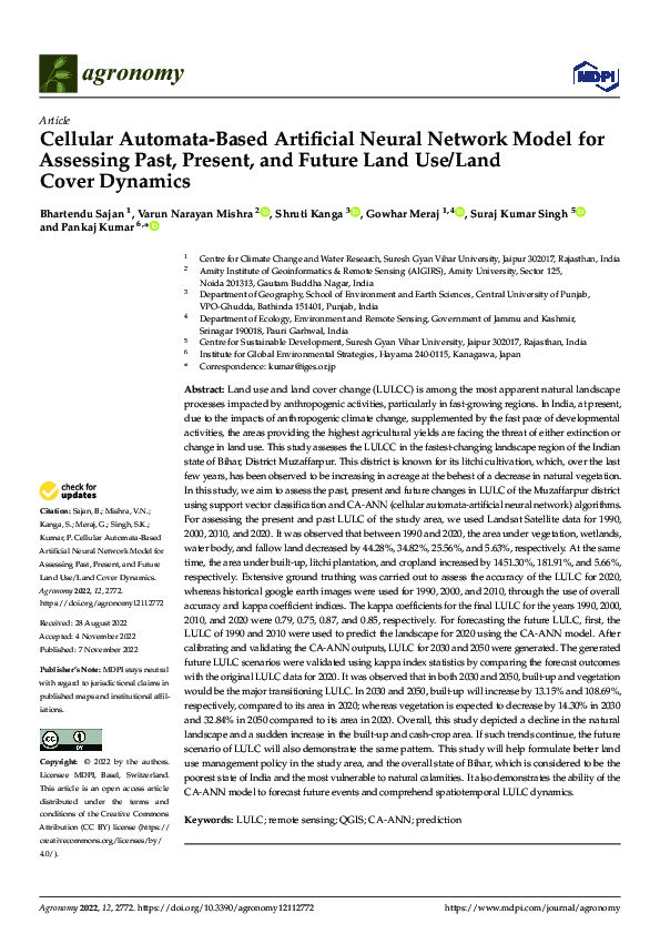Pdf Cellular Automata Based Artificial Neural Network Model For Assessing Past Present And