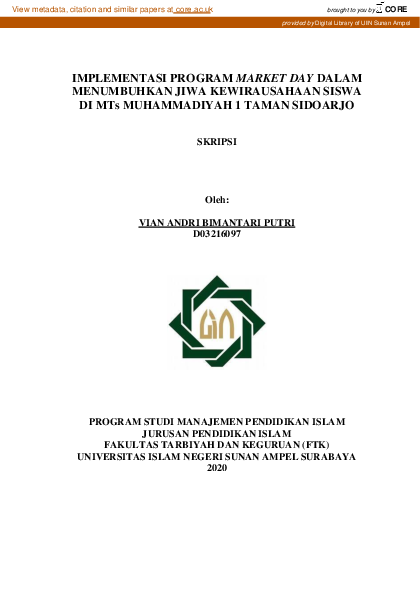 (PDF) Implementasi program market day dalam menumbuhkan jiwa kewirausahaan siswa di MTs ...