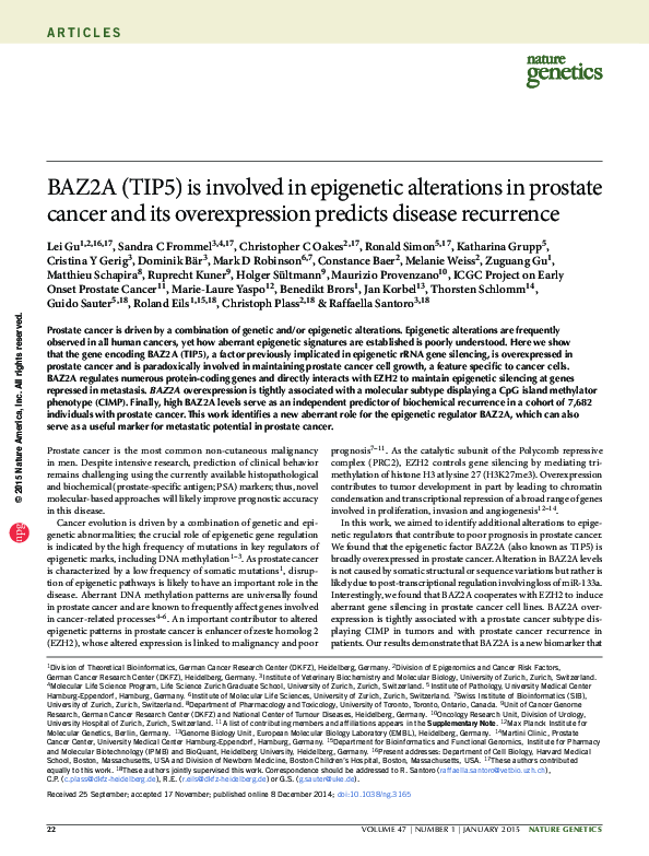 (PDF) BAZ2A (TIP5) is involved in epigenetic alterations in prostate ...