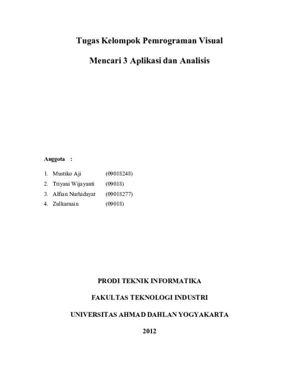 (DOC) Tugas Kelompok Pemrogrman Visual