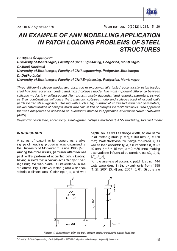 (PDF) An example of ANN modelling application in patch loading problems ...