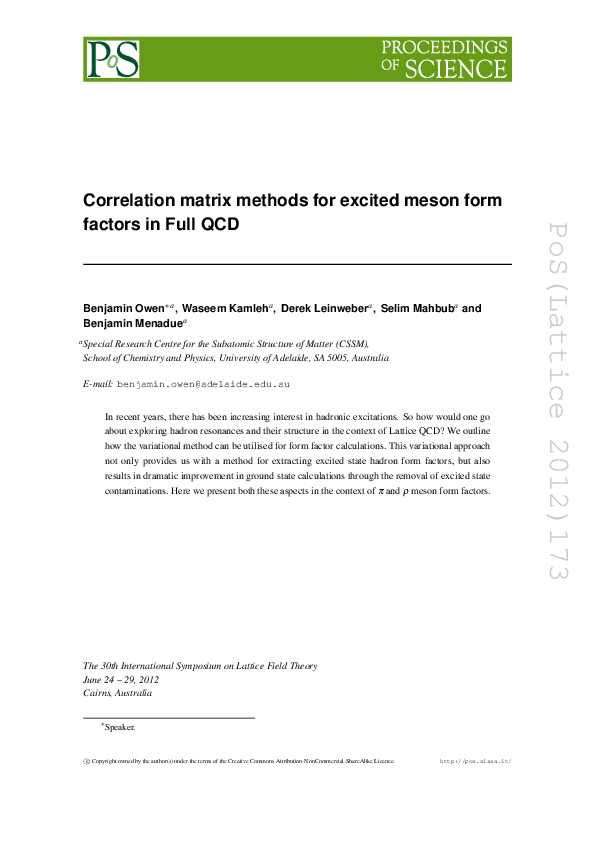 Pdf Correlation Matrix Methods For Excited Meson Form Factors In Full Qcd