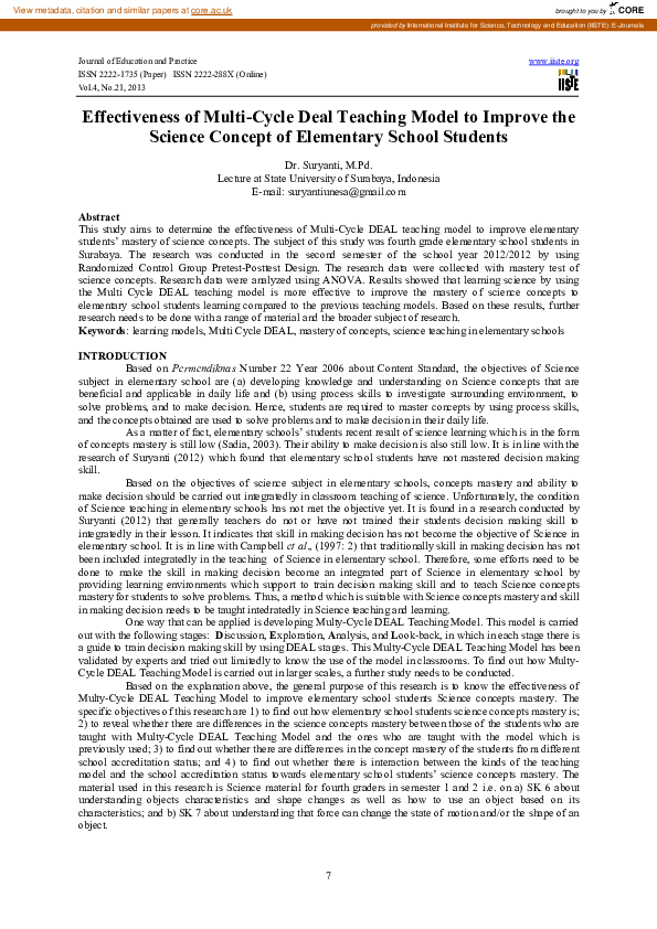 (PDF) Improving Science Mastery with DEAL Model