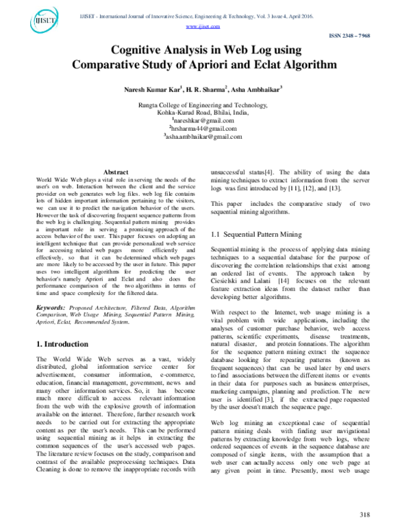 (PDF) Cognitive Analysis in Web Log using Comparative Study of Apriori and Eclat Algorithm ...