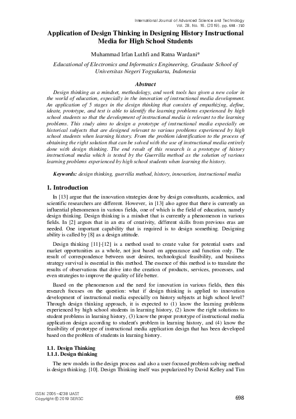 (PDF) Application of Design Thinking in Designing History Instructional ...