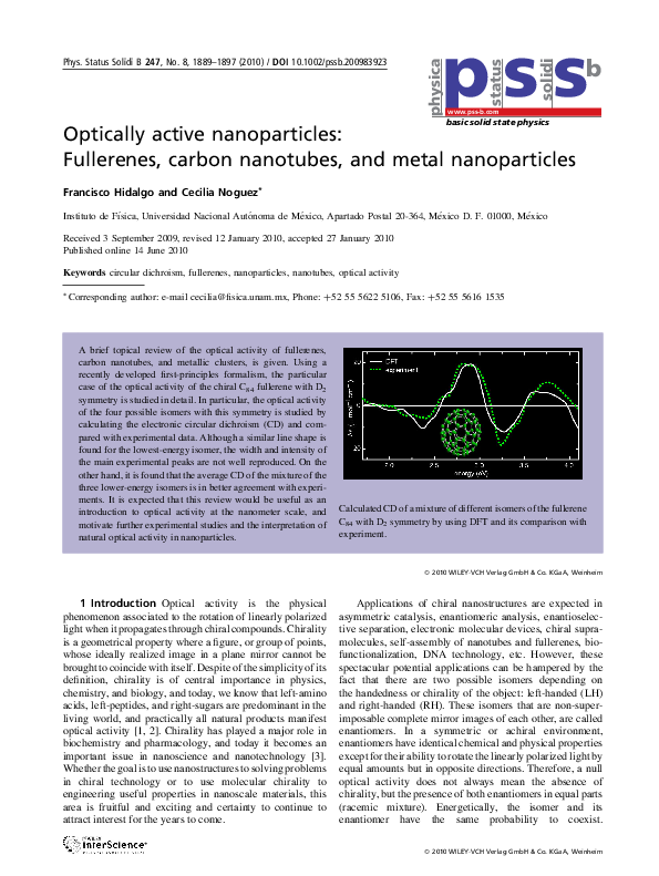 (PDF) Optically active nanoparticles: Fullerenes, carbon nanotubes, and ...