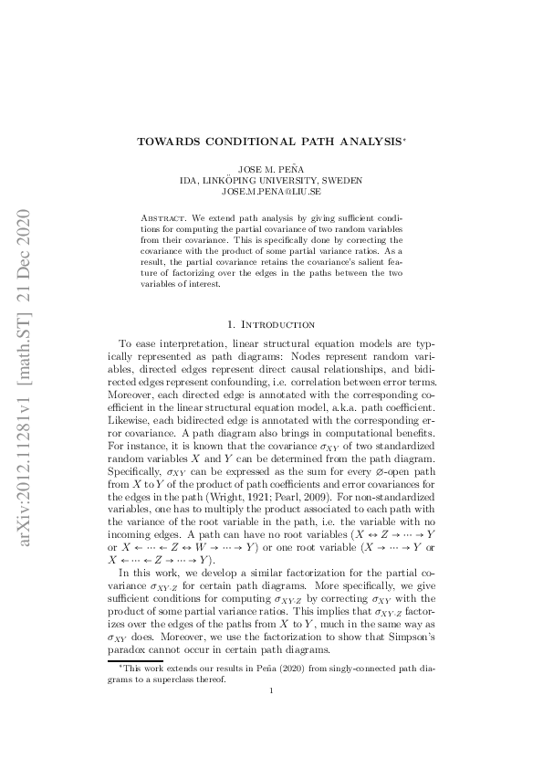 Pdf Towards Conditional Path Analysis