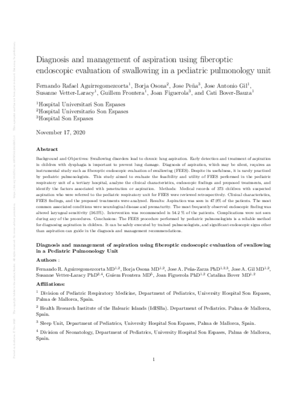 (PDF) Diagnosis and management of aspiration using fiberoptic ...