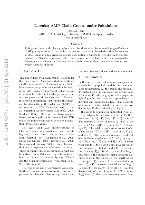 (PDF) Learning AMP Chain Graphs under Faithfulness
