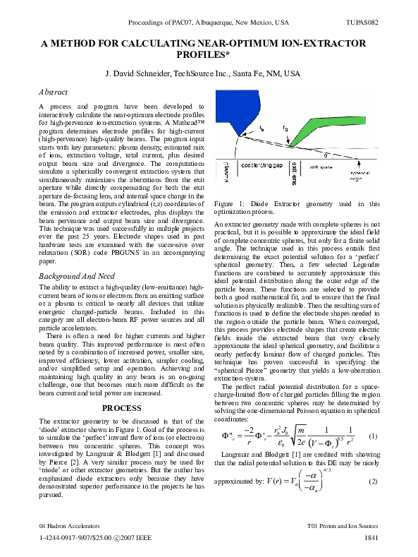 (PDF) A METHOD FOR CALCULATING NEAR-OPTIMUM ION-EXTRACTOR PROFILES
