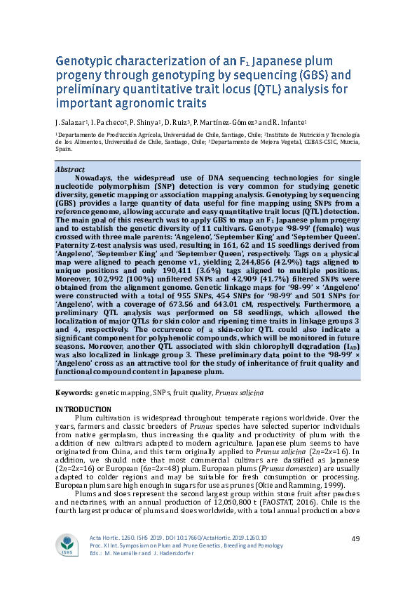 (PDF) Genotypic characterization of an F1 Japanese plum progeny through ...