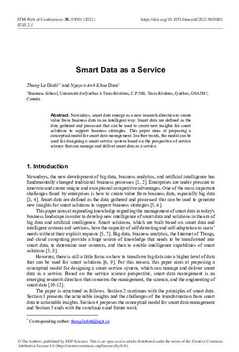(PDF) Smart Data as a Service