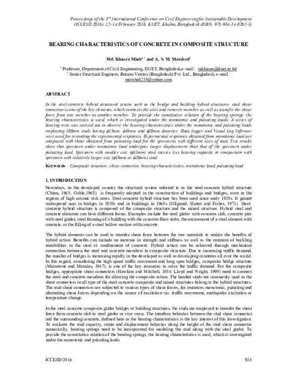 (PDF) Bearing Characteristics of Concrete in Composite Structure