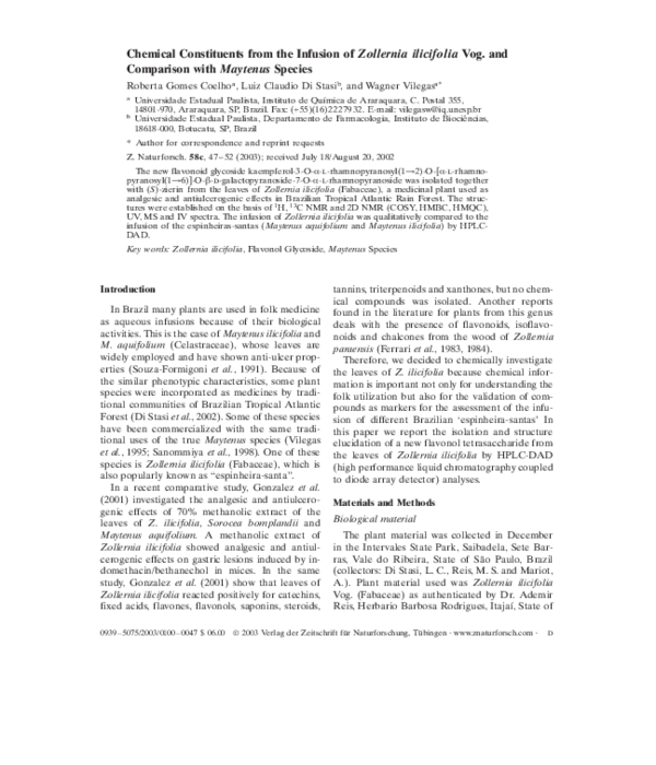 (PDF) Chemical Constituents from the Infusion of Zollernia ilicifolia ...