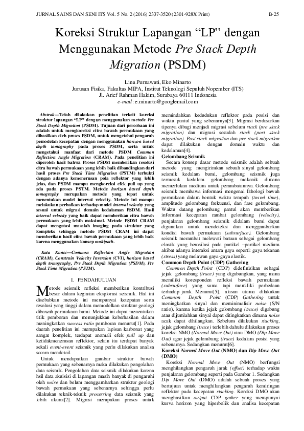 (PDF) Koreksi Struktur Lapangan “LP” dengan Menggunakan Metode Pre Stack Depth Migration (PSDM ...