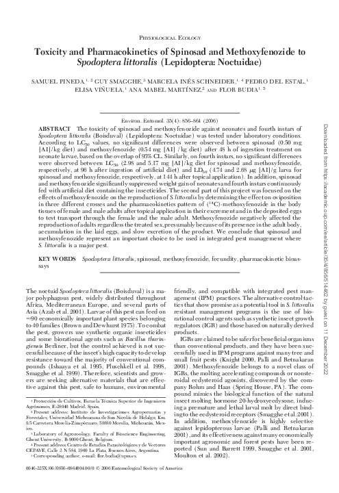 (PDF) Spinosad and Methoxyfenozide Toxicity to S. littoralis