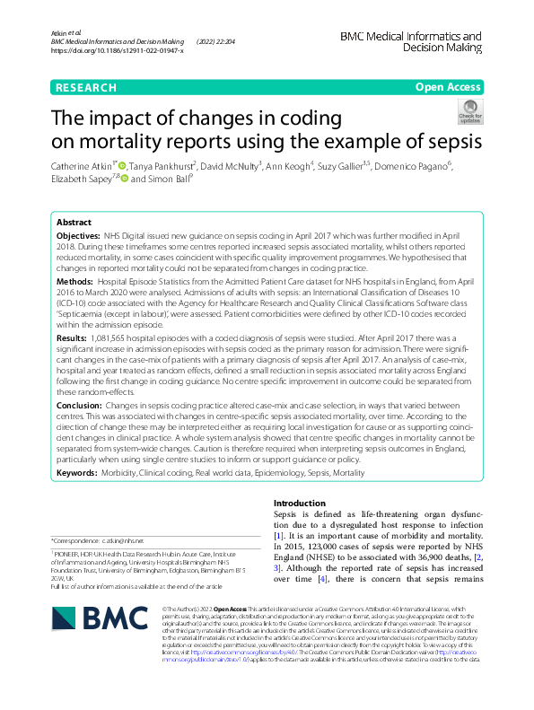 (PDF) The impact of changes in coding on mortality reports using the ...