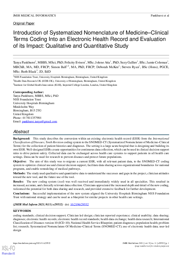 (PDF) Introduction of Systematized Nomenclature of Medicine–Clinical ...