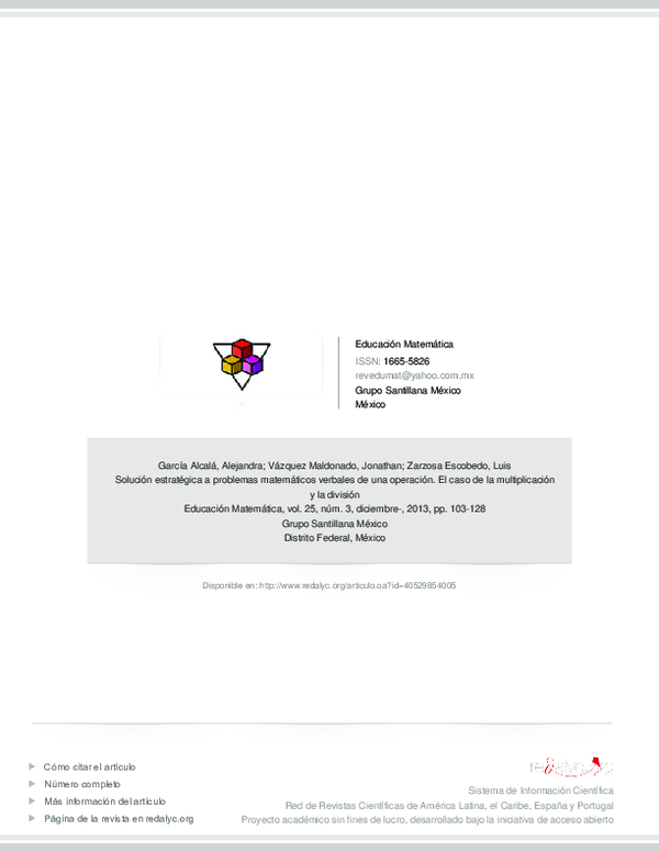 (PDF) Solución estratégica a problemas matemáticos verbales de una ...