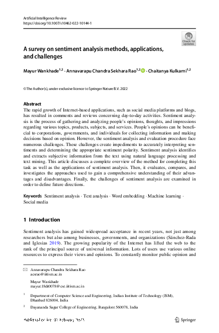 Pdf A Survey On Sentiment Analysis Methods Applications And Challenges