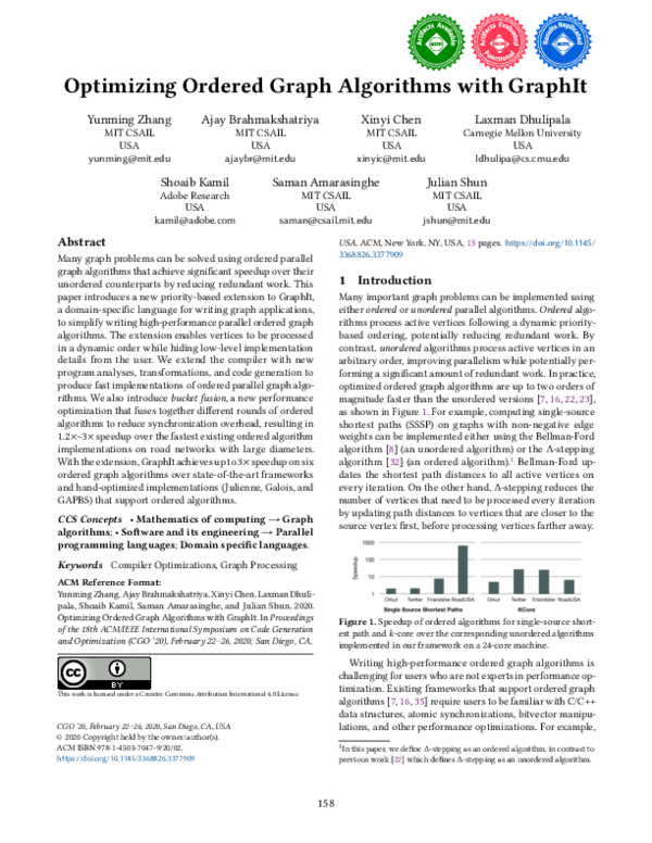 Pdf Optimizing Ordered Graph Algorithms With Graphit Xinyi Chen
