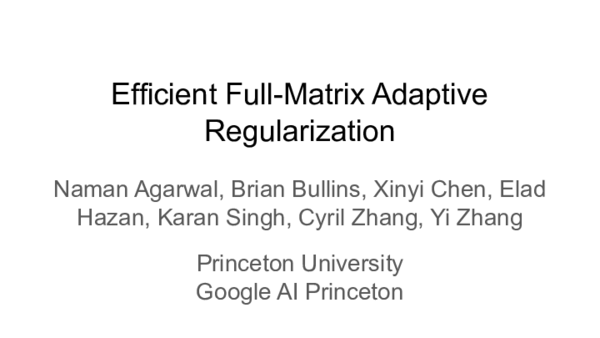 Pdf Efficient Full Matrix Adaptive Regularization Xinyi Chen