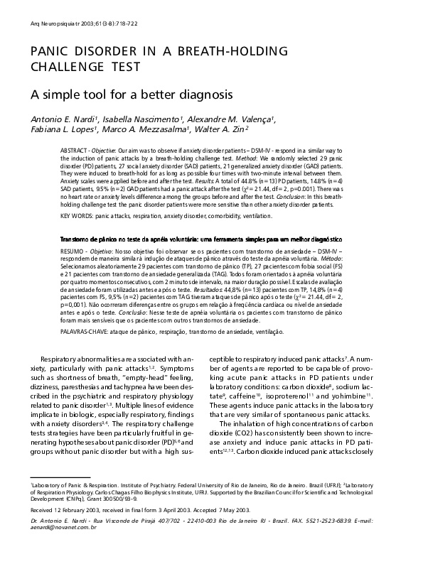(PDF) Panic disorder in a breath-holding challenge test: a simple tool ...