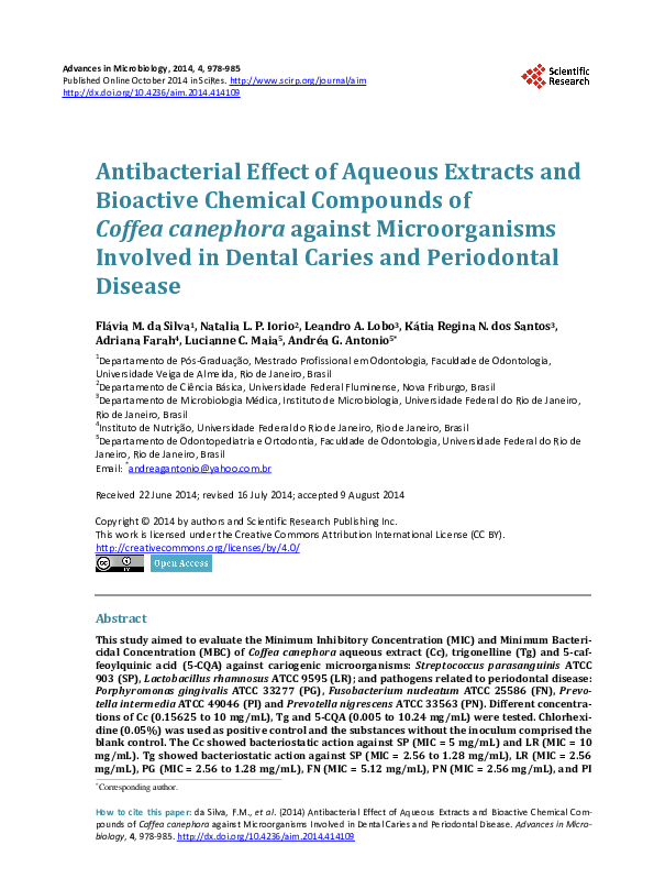 (PDF) Antibacterial Effect of Aqueous Extracts and Bioactive Chemical ...