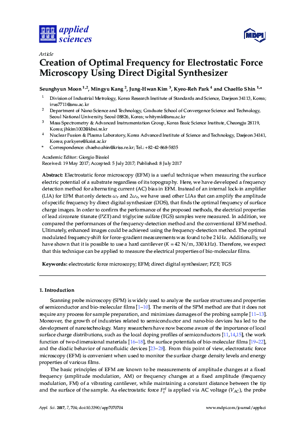 (PDF) Creation of Optimal Frequency for Electrostatic Force Microscopy ...