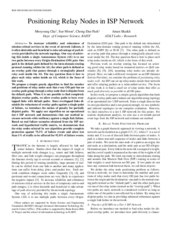 (PDF) Positioning Relay Nodes in ISP Network