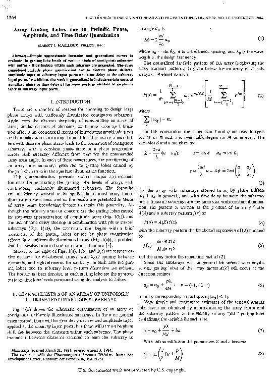 (PDF) Array grating lobes due to periodic phase, amplitude, and time delay quantization