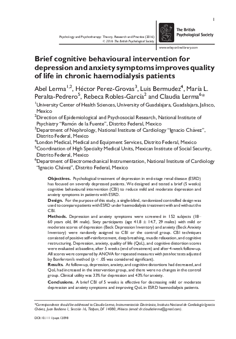 (PDF) A Brief Cognitive-Behavioural Intervention for a 10-year-old ...