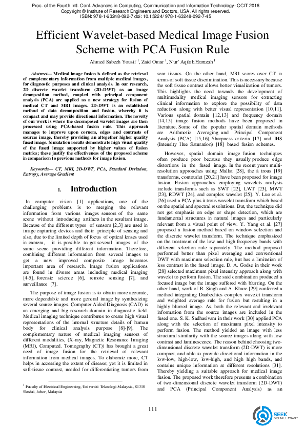 (PDF) Efficient Wavelet based Medical Image Fusion Scheme with PCA Fusion Rule