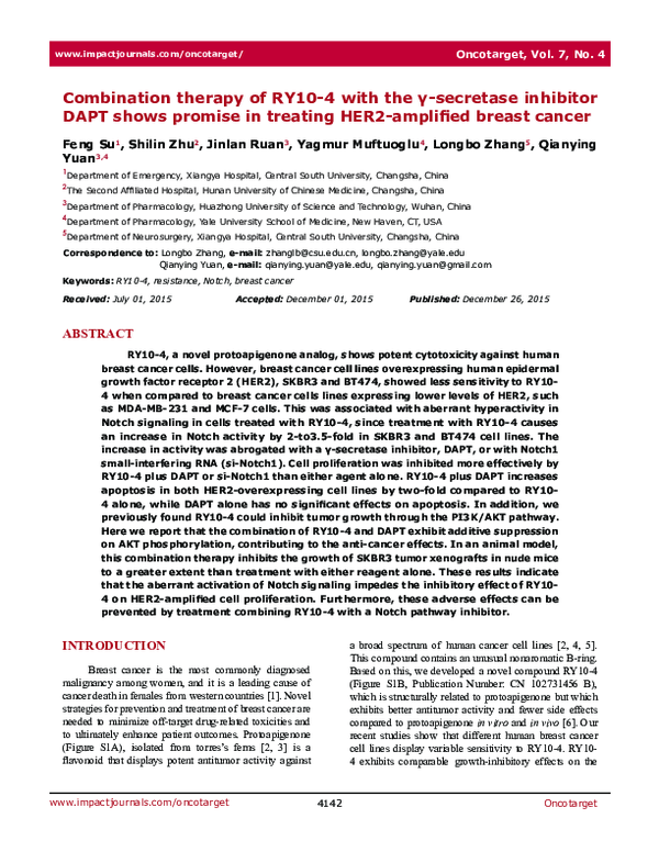 (PDF) Combination therapy of RY10-4 with the γ-secretase inhibitor DAPT ...