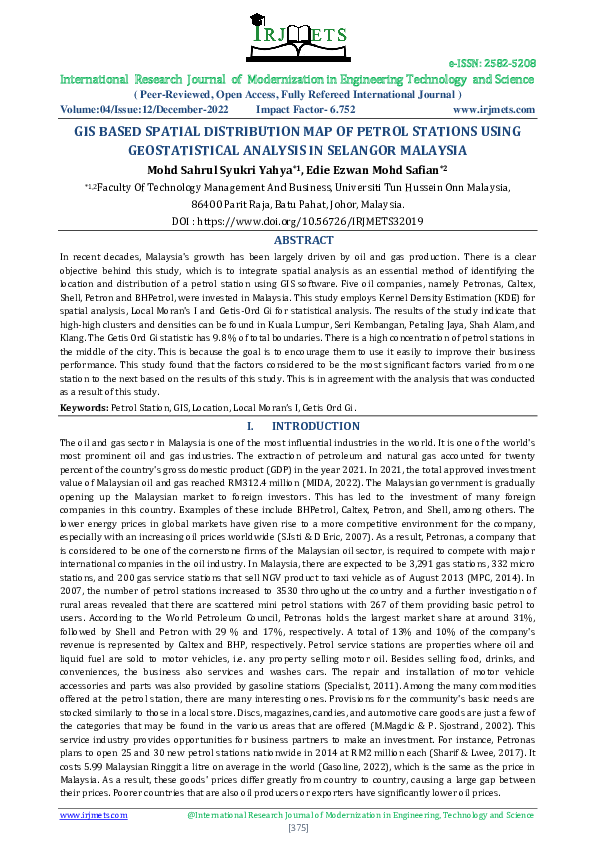 (PDF) GIS BASED SPATIAL DISTRIBUTION MAP OF PETROL STATIONS USING ...