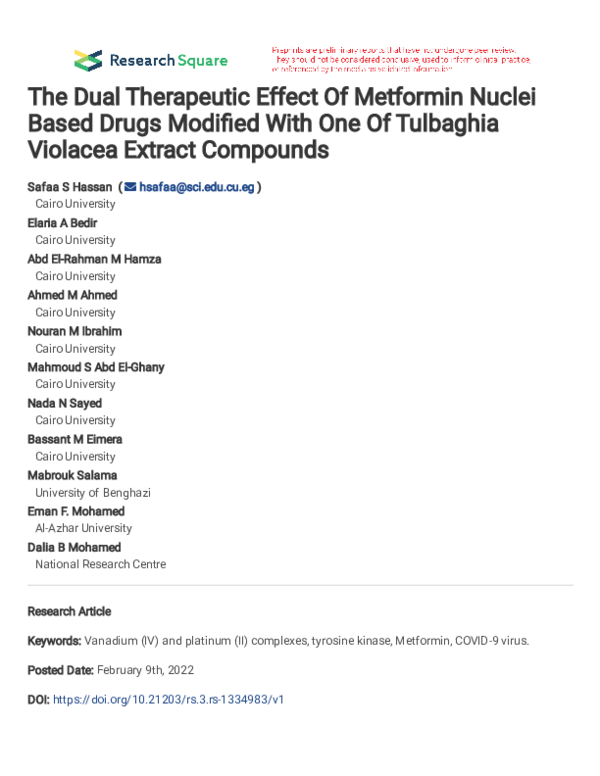 (PDF) The Dual Therapeutic Effect Of Metformin Nuclei Based Drugs ...