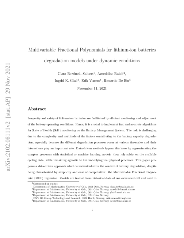 (PDF) Multivariable Fractional Polynomials for lithium-ion batteries ...