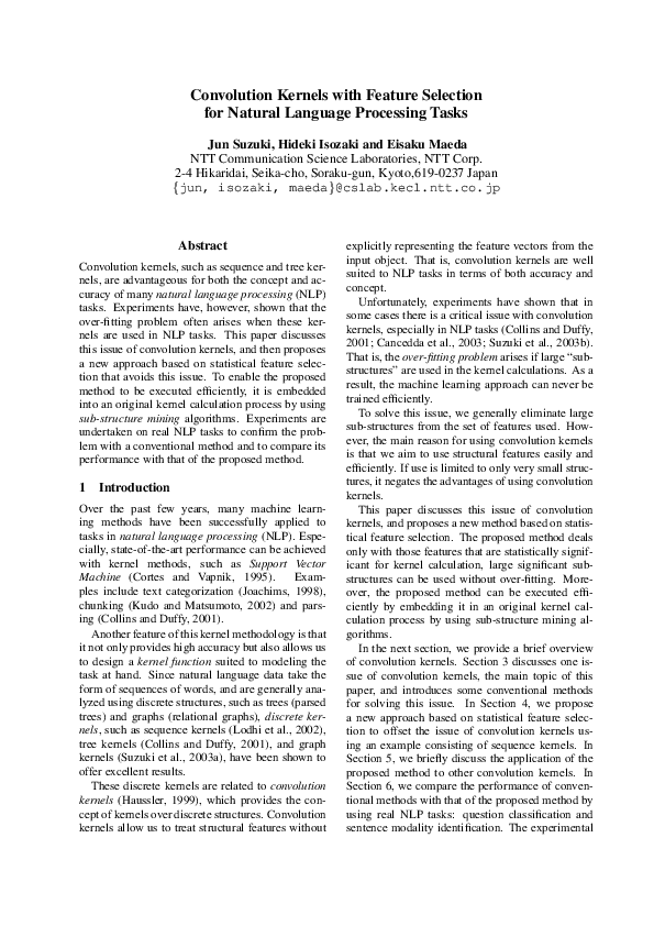 (PDF) Convolution kernels with feature selection for natural language ...