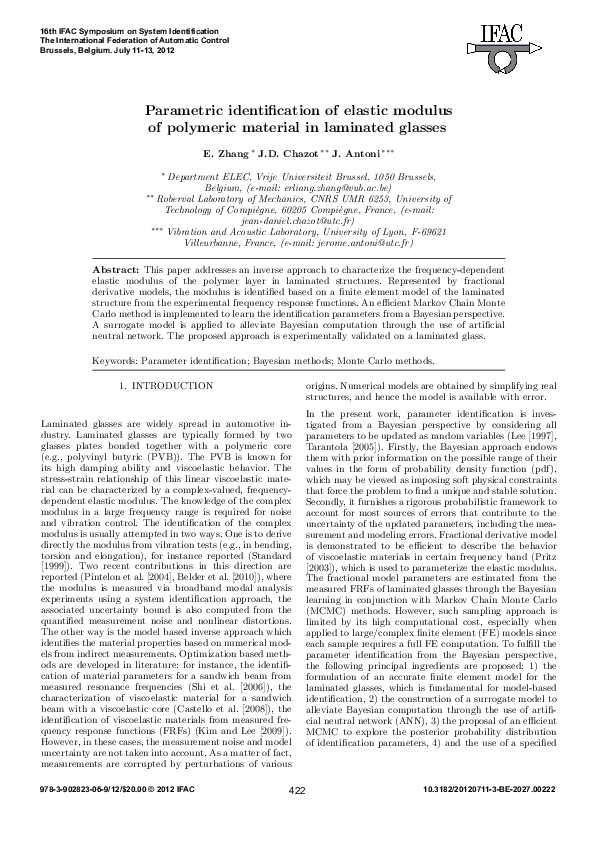 (PDF) Parametric identification of elastic modulus of polymeric material in laminated glasses